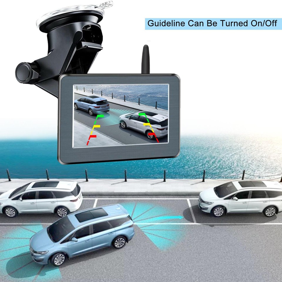 5" Monitor Wireless Solar Magnetic Reverse Rear View 1080P Van Backup ...