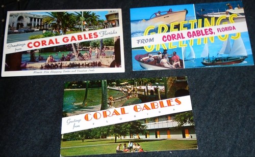 Lot of 3 Coral Gables FLORIDA Mid Century 1950's-70's Vintage Postcards ...