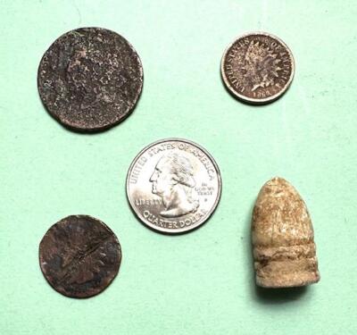 1852 & 1860 Cents & Token & Civil War Bullet Dug in Gettysburg With ...