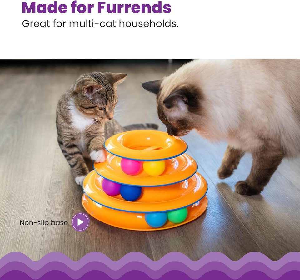 Tower of Tracks Interactive 3-Tier Cat Toy Interactive Cat Feather Toys ...