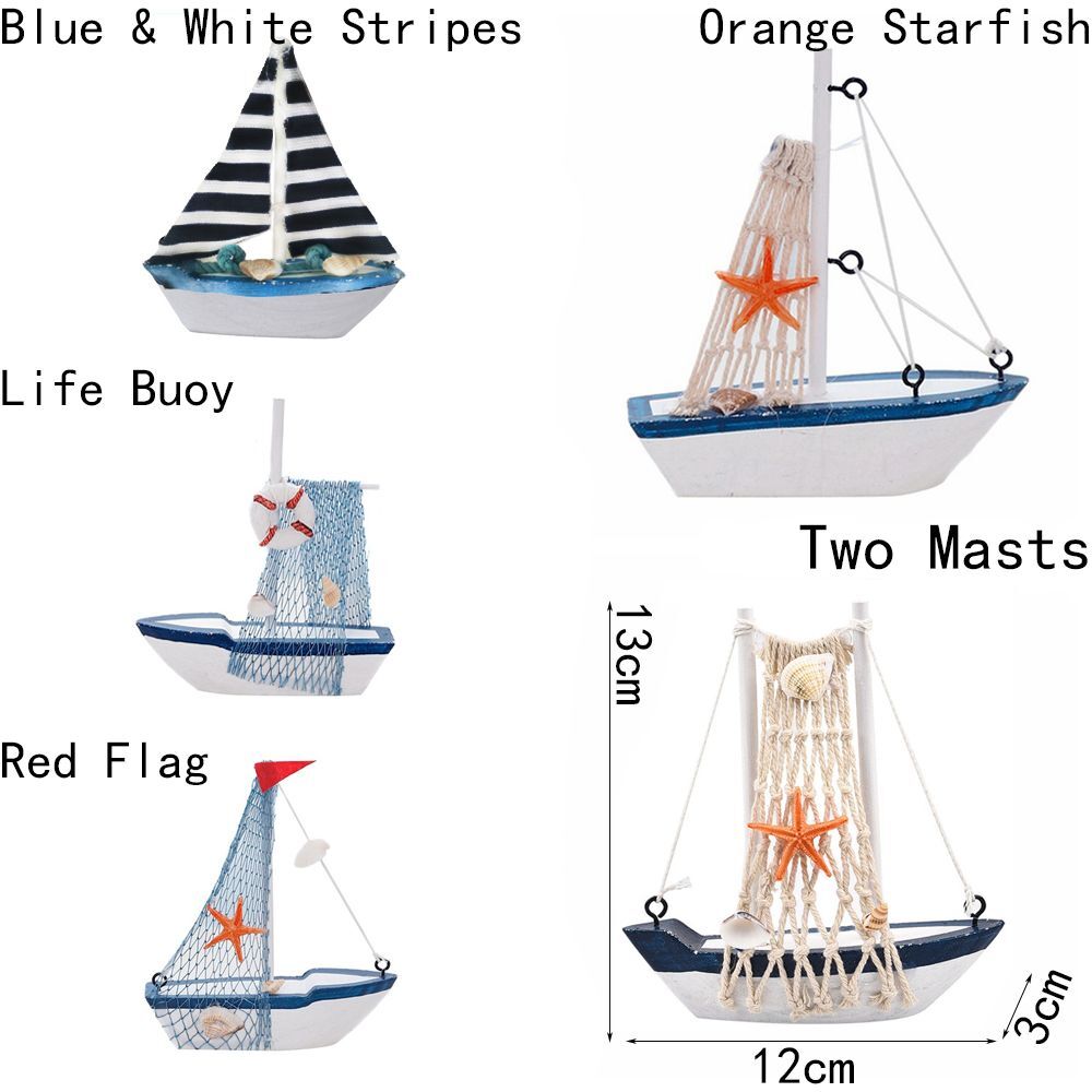 Style Vessel Crafts Sailing Boat Model Nautical Figurine Wooden Ship ...