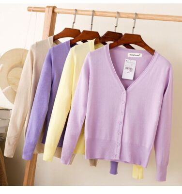 Womens Cardigan Long Sleeve Ladies Knitted Top Cardigans Outwear Size 8 ...