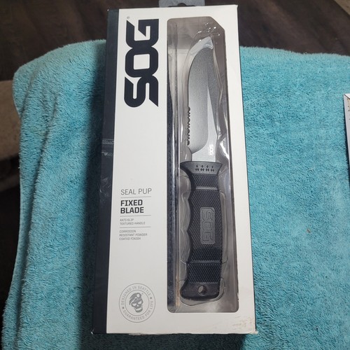 SOG Seal Pup Fixed Blade Knife, *NEW OPEN BOX* AUS-8 Steel, 9 Inch ...