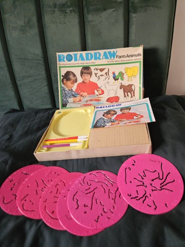 VINTAGE 1960'S/70'S ROTADRAW FARM ANIMALS CHILDRENS MAGIC DRAWING GAME ...