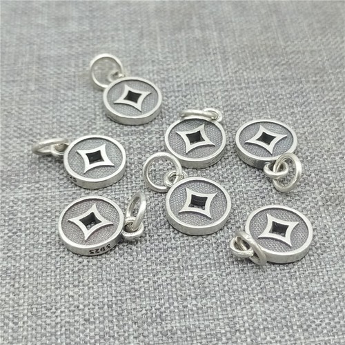 8pcs of 925 Sterling Silver Feng Shui Coin Charms 2-Sided for Bracelet ...