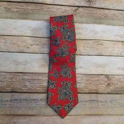Bert Pulitzer Vintage Mens Tie Paisley Red Blue White Goose Label USA ...