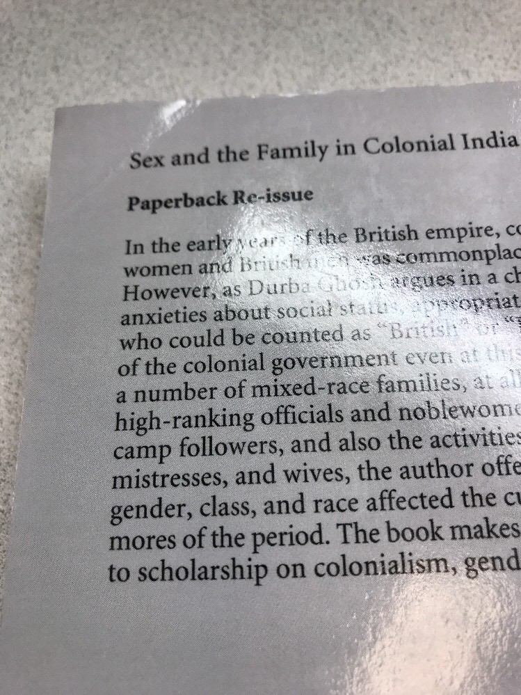 SEX AND THE FAMILY IN COLONIAL INDIA BOOK TEXT DURBA GHOSH ISBN ...