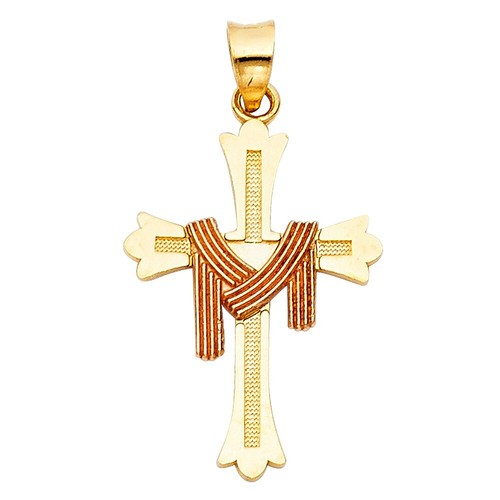Precious Stars 14k Two-Tone Draped Robe Cross Pendant | eBay