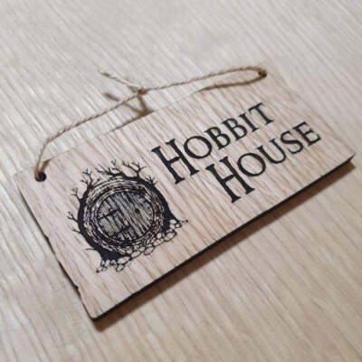Lasercut wooden sign. LOTR Hobbit house sign, 13cm x 6.5 cm | eBay UK