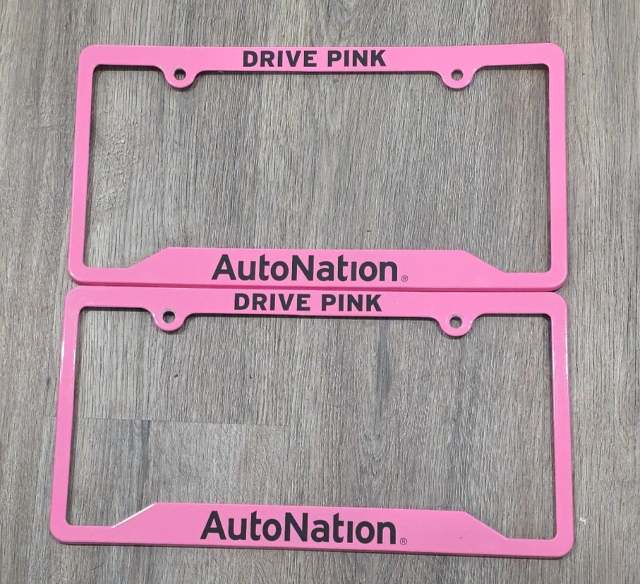 DRIVE PINK License Plate Frames Autonation (Set of 2) Cancer Awareness ...