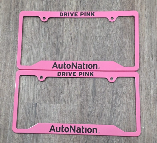 DRIVE PINK License Plate Frames Autonation (Set of 2) Cancer Awareness ...