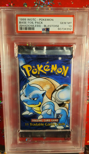 1999 Pokemon Base Set Shadowless Booster Pack Long Crimp Blastoise PSA ...
