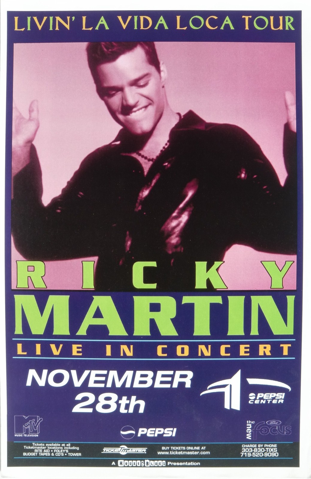 RICKY MARTIN 1999 DENVER CONCERT TOUR POSTER -Latin Pop Music | eBay