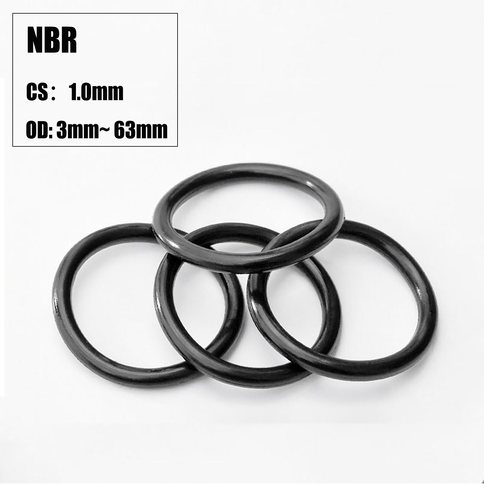 1mm Cross Section O Rings NBR Nitrile Rubber 3mm -63mm OD Oil Resistant ...