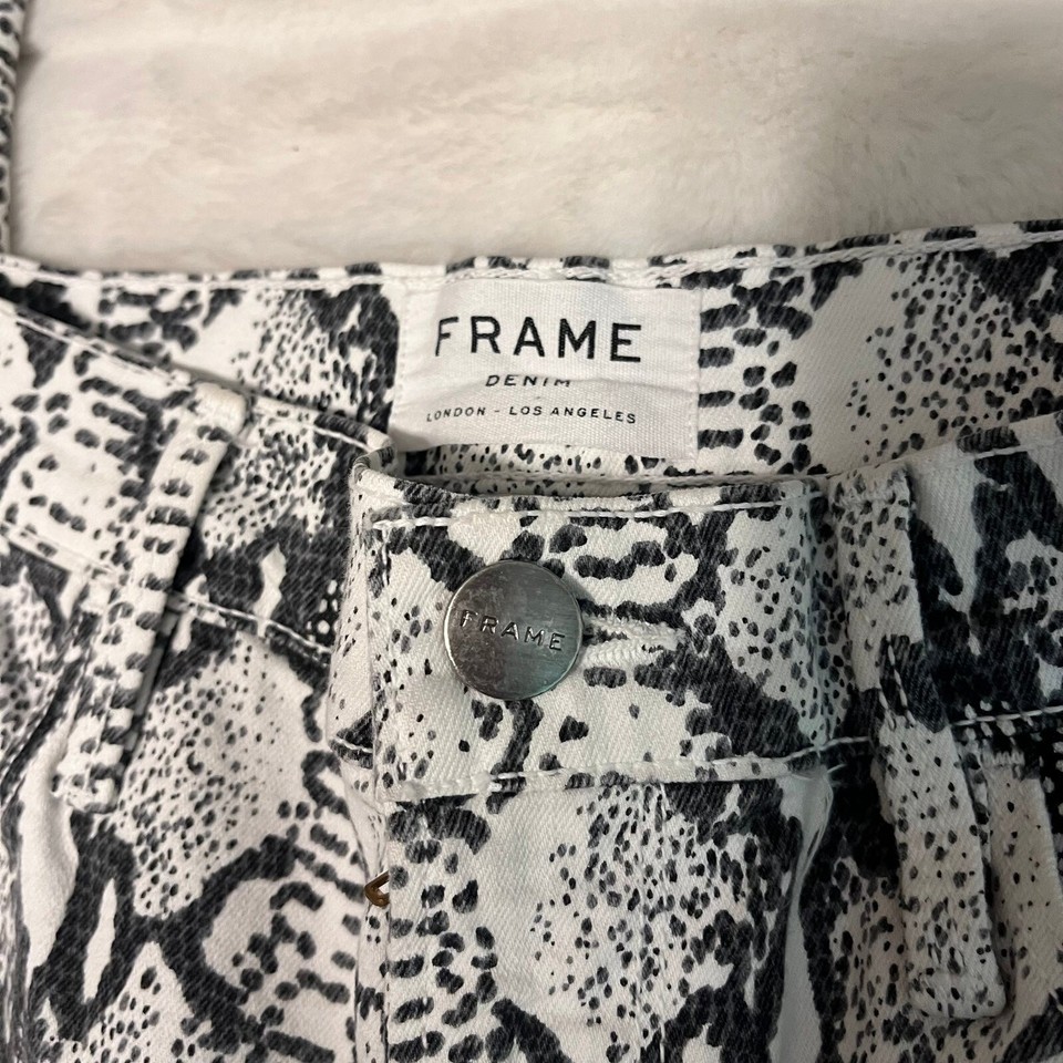 FRAME 29 Ali High Rise Cigarette White Black Snake Print Skinny Date ...