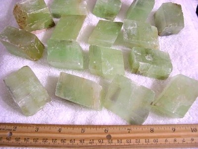 Calcite green rhomboidal crystal Mexico bigger 1 pound lot 3-9 pieces 1 ...