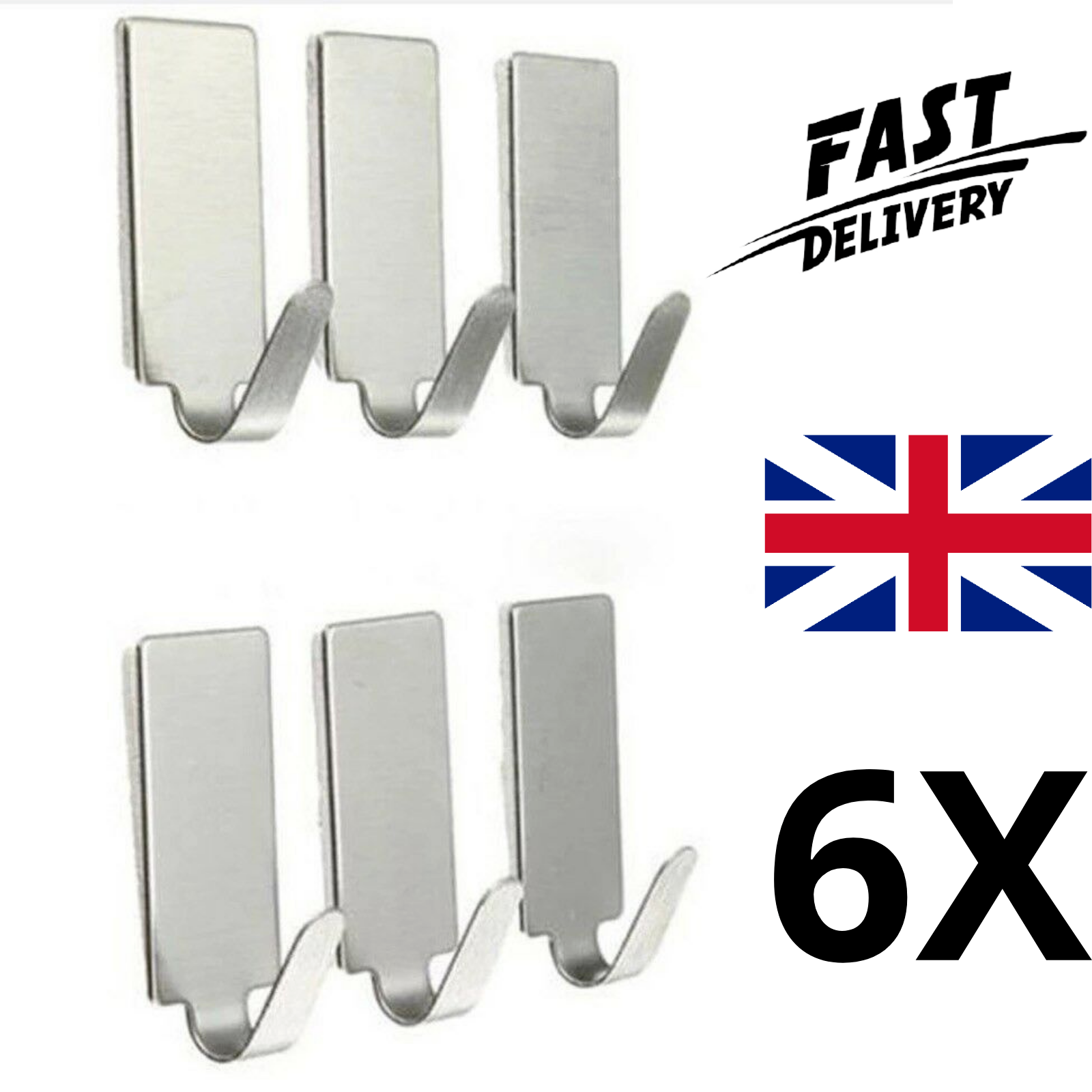 New Self Adhesive Hooks Stainless Steel Strong Sticky Stick on Wall ...