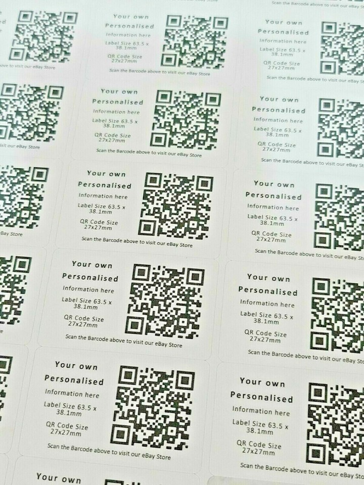 84 x Personalised QR Code Barcode Stickers Sticky Labels | eBay