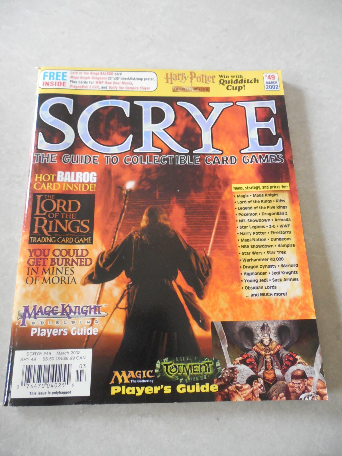 SCRYE Magazine #49, MARCH 2002, LORD OF THE RINGS TRADING CARD GAME ...