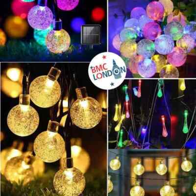 20/30/50 LED Solar Tear Drops Crystal Ball String Lights Outdoor ...