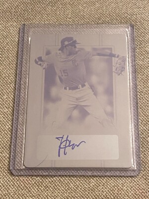 HUNTER CRAMER 2019 Leaf Perfect Game AUTOGRAPH Magenta Printing Plate ...