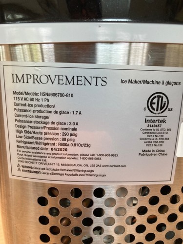 Improvements Ice Maker Intertek Model HSN#606780-810 | eBay