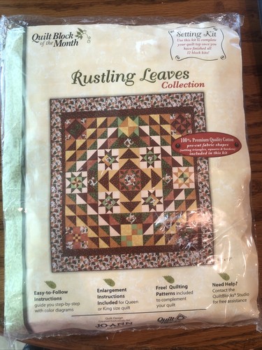 NEW JoAnn Quilt Block of the Month Kit Rustling Leaves Setting Kit Fast ...
