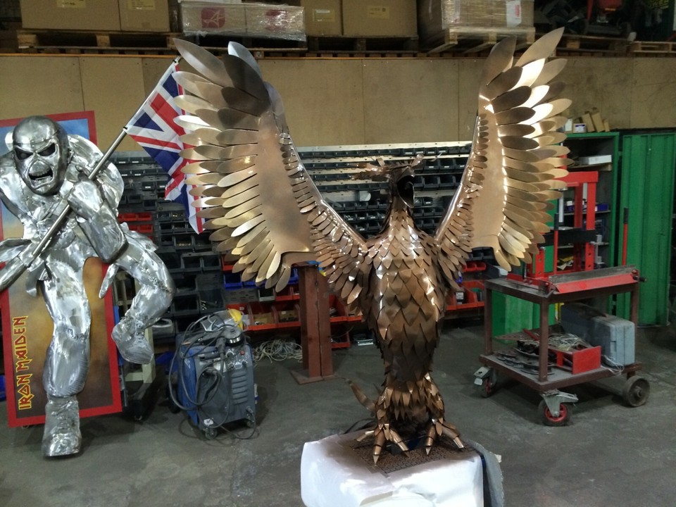 Handmade Welded Steel Phoenix Sculpture on stand | eBay UK