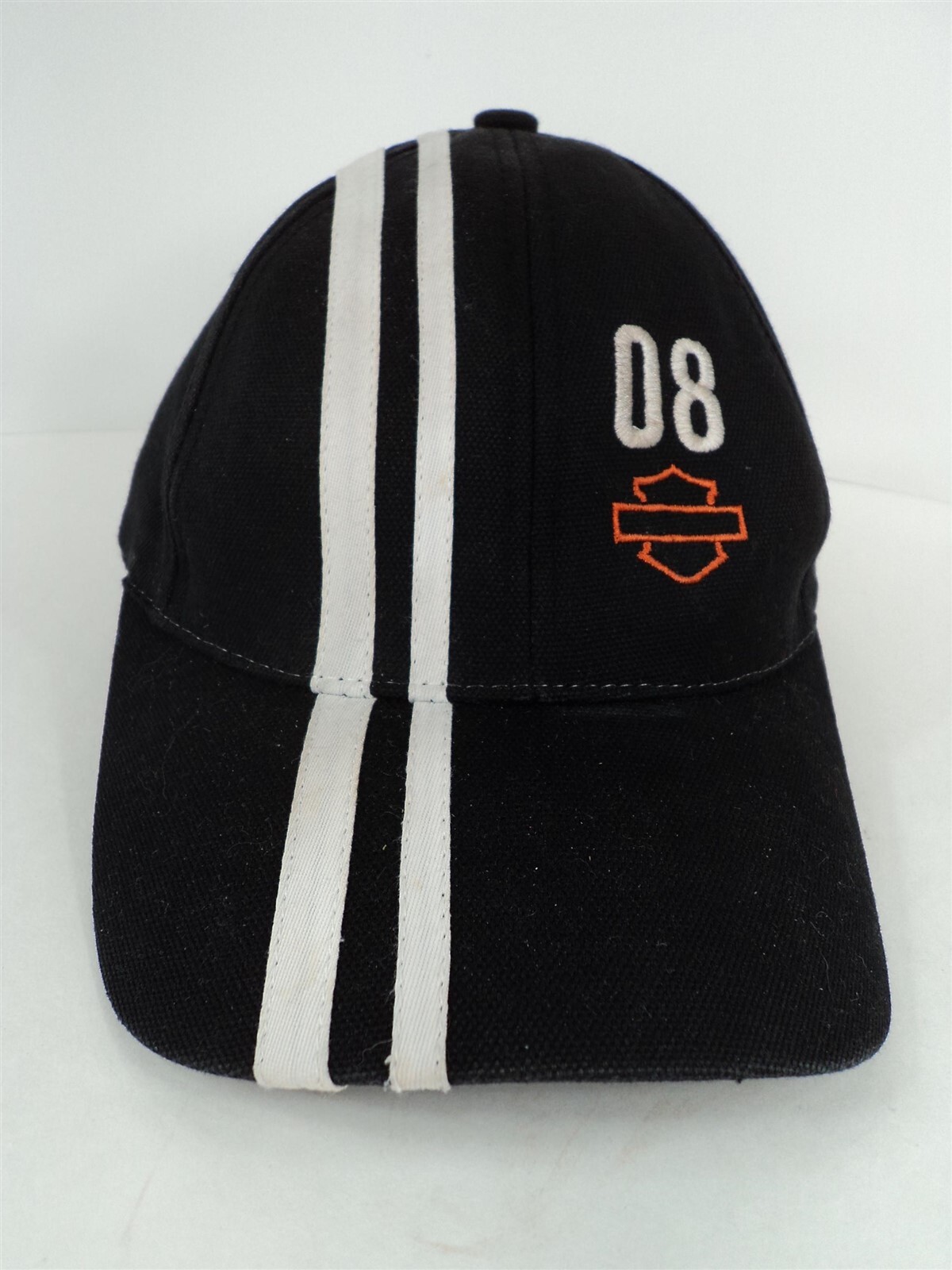 Harley Davidson Black w/ White Racing Stripes Trucker… - Gem