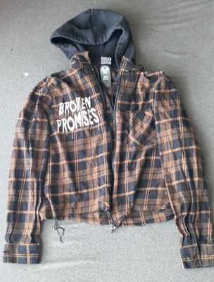 Broken Promises Yellow and Black Hooded Jacket Mens Size L Zipper | eBay