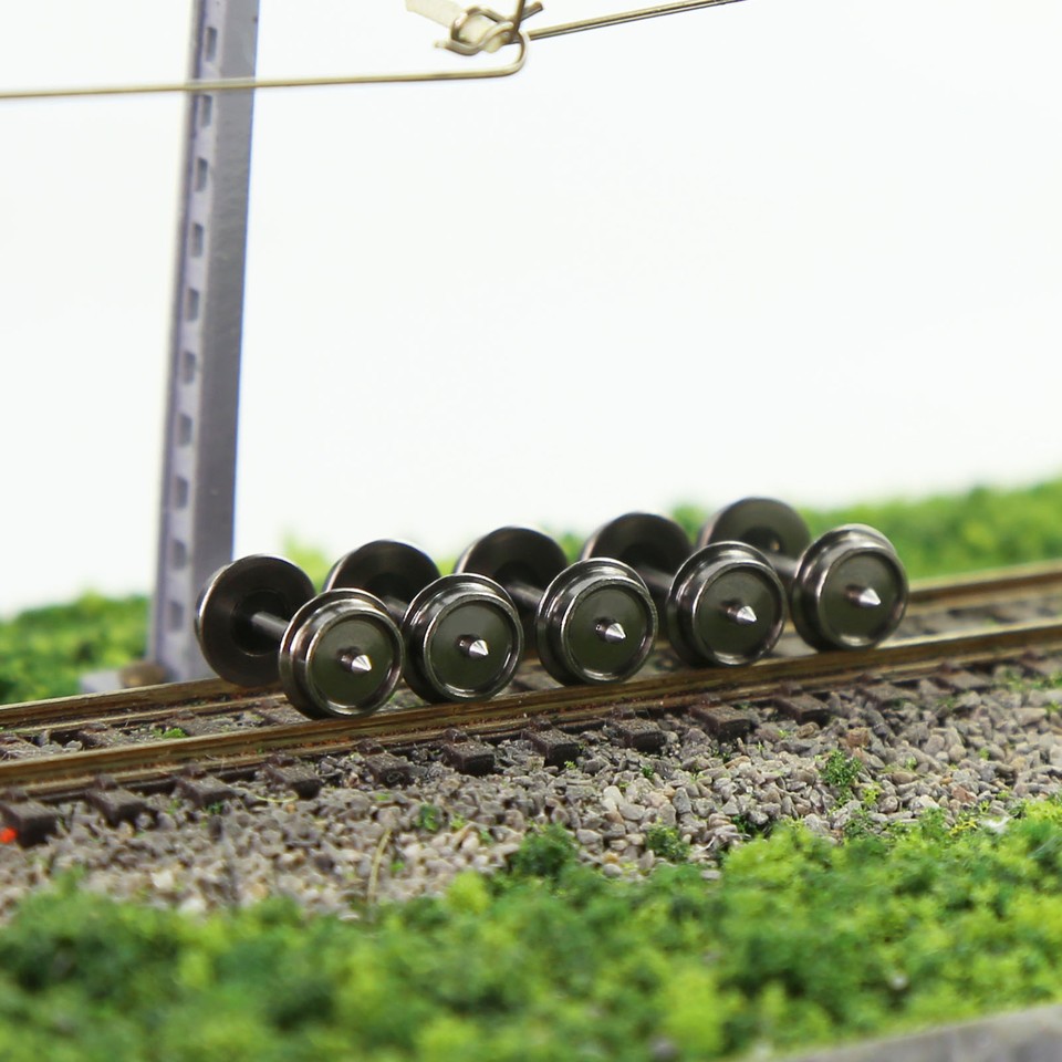 Evemodel Wheelsets 12pcs N Scale Metal Axle DC Wheels for Model Train ...