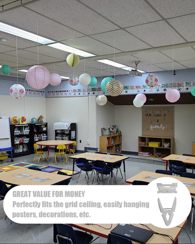 Ceiling Hanger Grip Clips, Drop Ceiling Hooks for Hanging, White Heavy ...