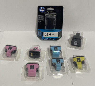 HP 02 Lot Of: 8 / Ligh Cyan/Black/Yellow/Light Magenta Ink Cartridges ...