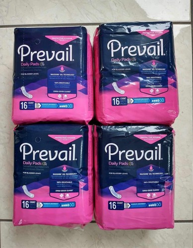 4 packs Prevail daily pads 16 bladder leaks breathable hygiene feminine ...