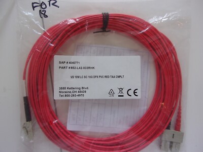 NEW 10M RED FIBER OPTIC CABLE 852-L42-033RHK VS 10M LC SC 10G DPX PVC ...