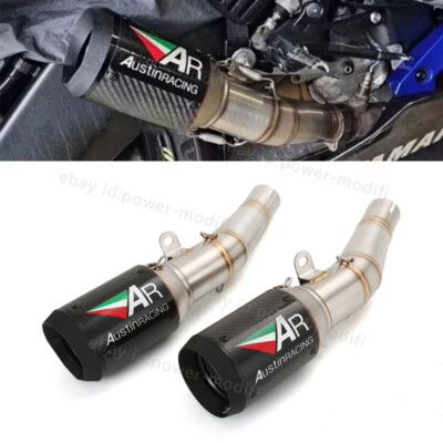 For Yamaha YZF R6 2006-2025 Slip On Exhaust System Mid Pipe 60mm Carbon ...