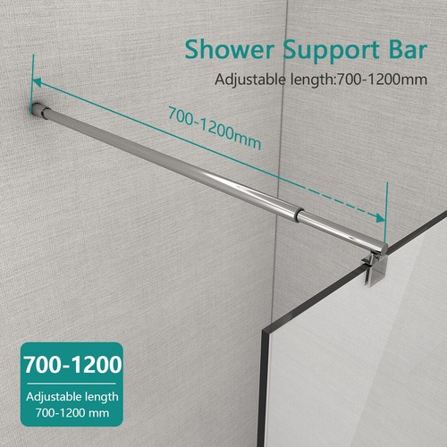 Shower Screen Wet Room Support Bar Arm Telescopic 700-1200mm Fits 8 ...