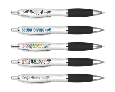 5 x Scuba Diving Black Pens - Diver Hobby Sea Pen Set Office School ...