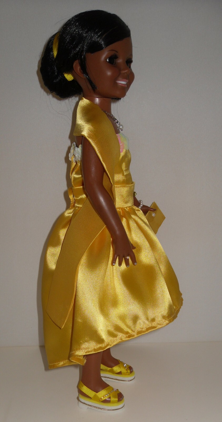 Ideal Crissy doll clothes DRESS YELLOW 7pc set w/Jewelry & shoes | eBay