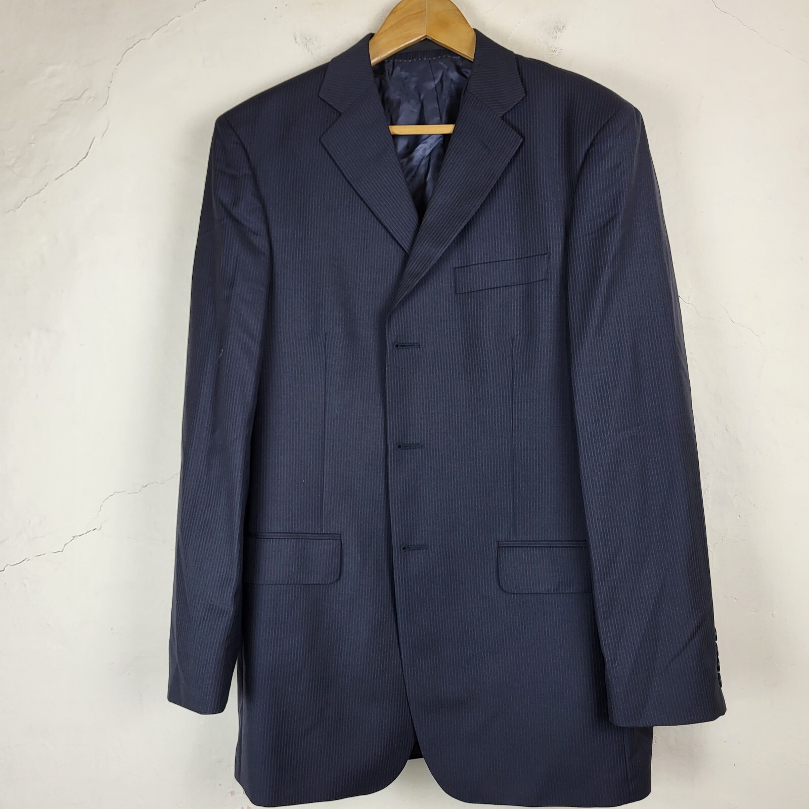 Marks Spencer Italian 40L Wool Suit Jacket Blazer Nav… - Gem