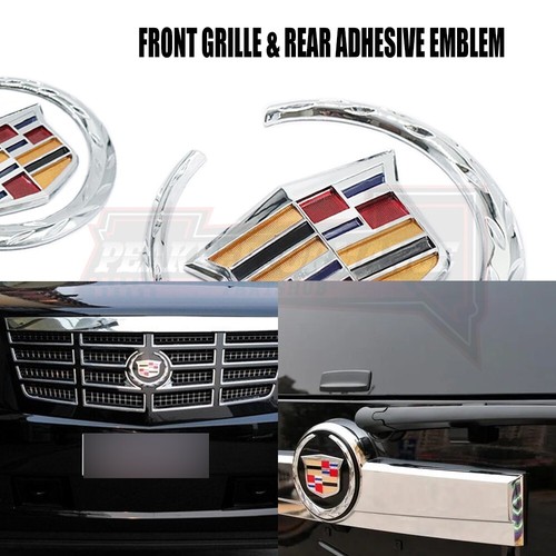 Front Grille & Rear Adhesive Trunk Lid Badge Emblem For Escalade SRX ...