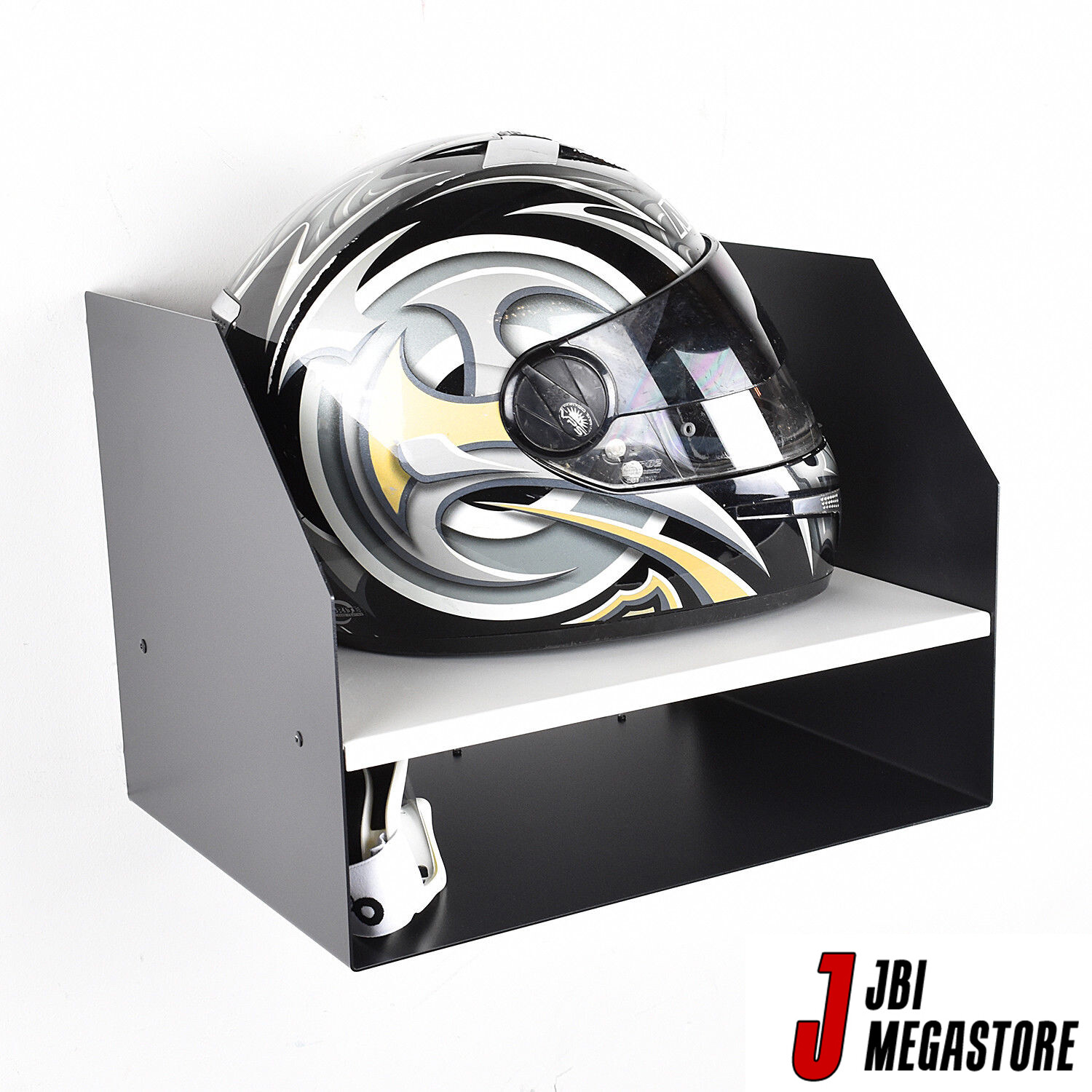 White Motorcycle Motocross Motorbike Bike Helmet Storage Rack Unit ...