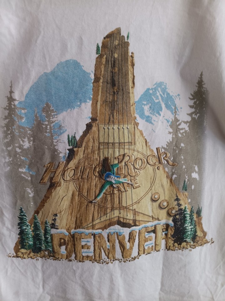 Denver Mens Hard Rock Cafe T-Shirt Medium M Denver White Made in USA ...