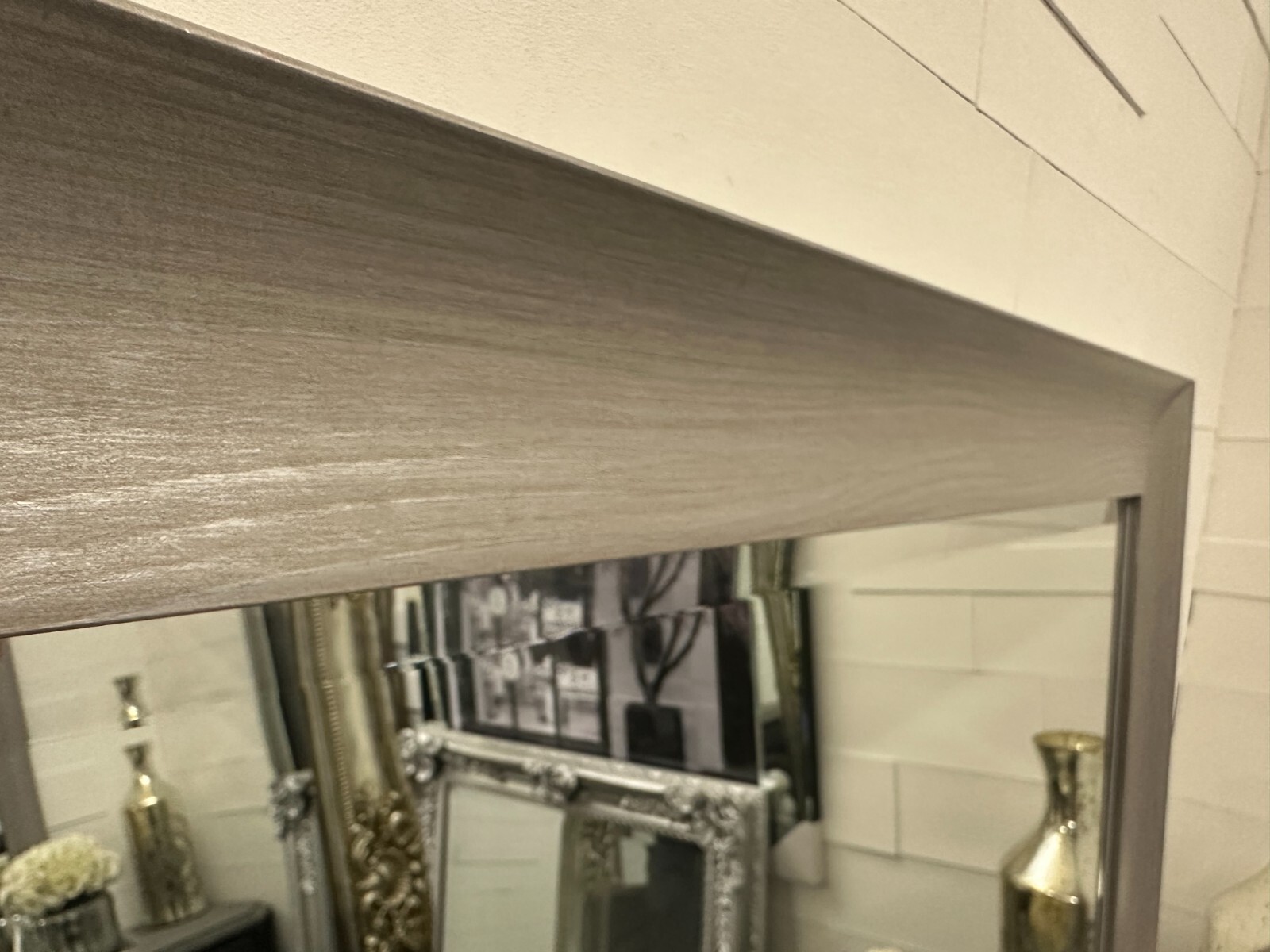 Grey Silver Shimmer Contemporary Mirror Bevelled Glass Sleek Design ...