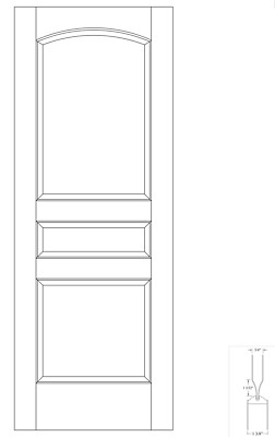 Primed 3 Panel Arch Top Raised Panel Solid Core Stile & Rail Interior ...