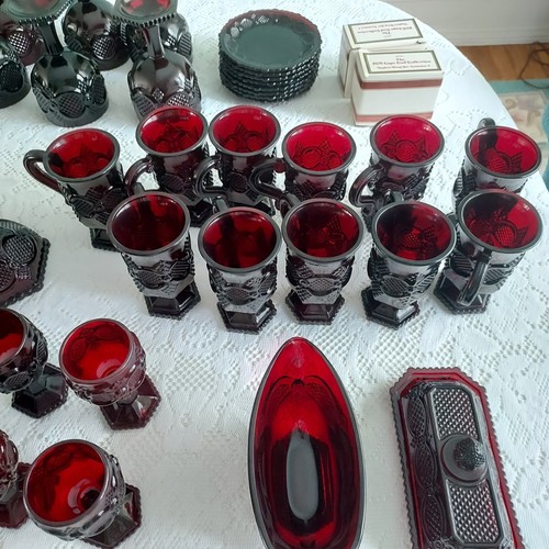 111 pieces Avon Cape Cod Glass Dinnerware Ruby Red | eBay