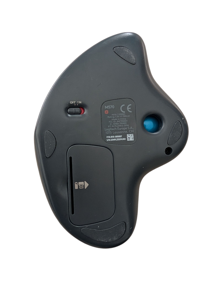 Logitech M570 Wireless Trackball Ergonomic Mouse Blue Ball w/USB ...