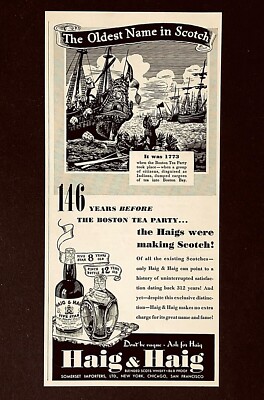 1940 Haig & Haig Scotch Advertisement Boston Tea Party Art Vintage ...