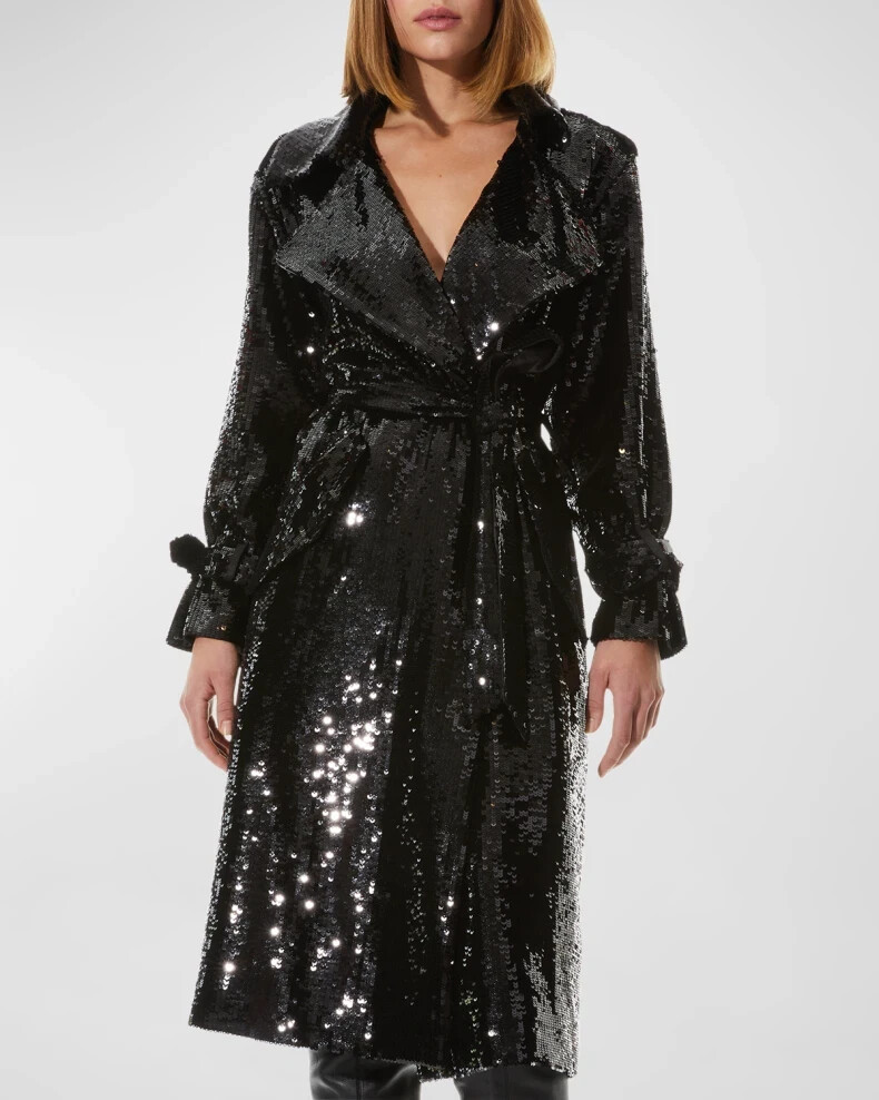 Alice + Olivia Sequin Embellished Trench Coat Size M New Alice + Olivia Sequin Embellished Trench Coat Size M New
