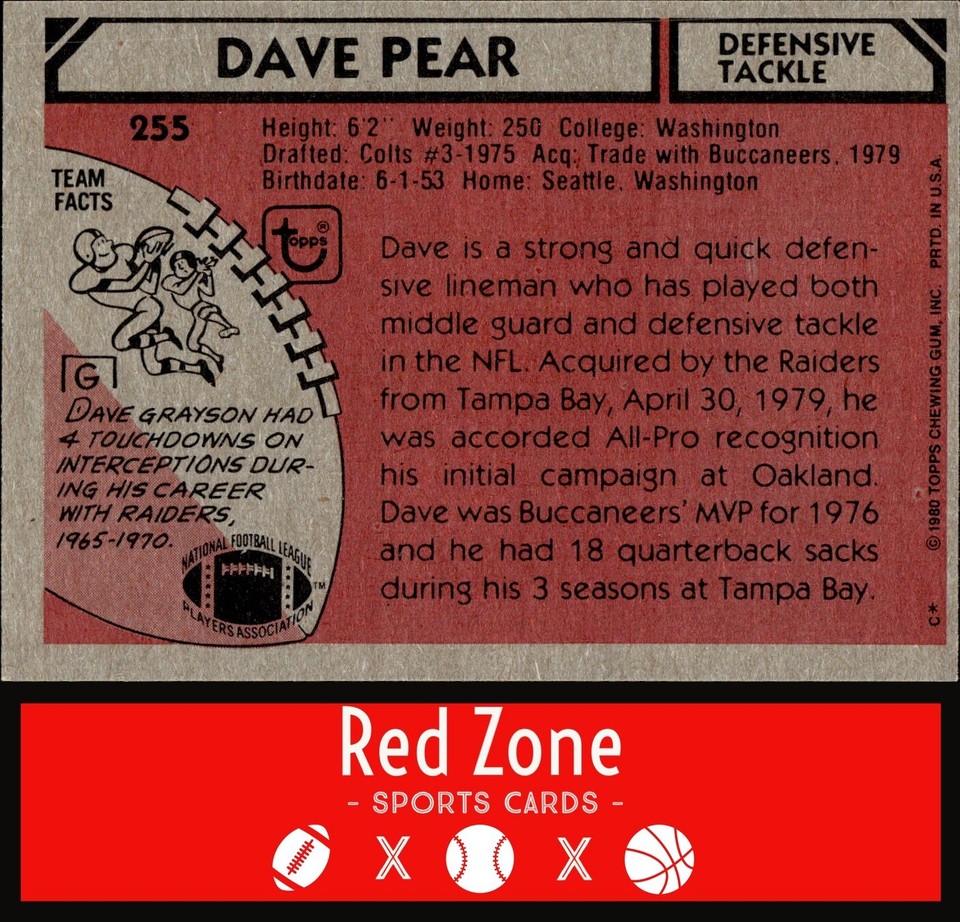 1980 Topps - #255 Dave Pear NM/NM+ Set Break! | eBay